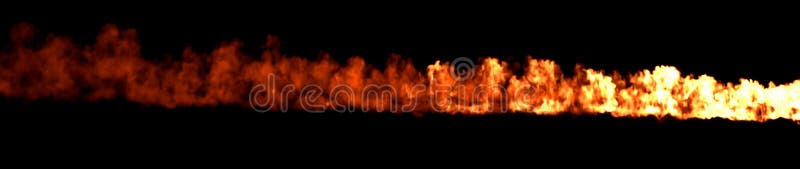 Pretty Blazing Line of Fire on Black, Isolated - Object 3D Rendering ...