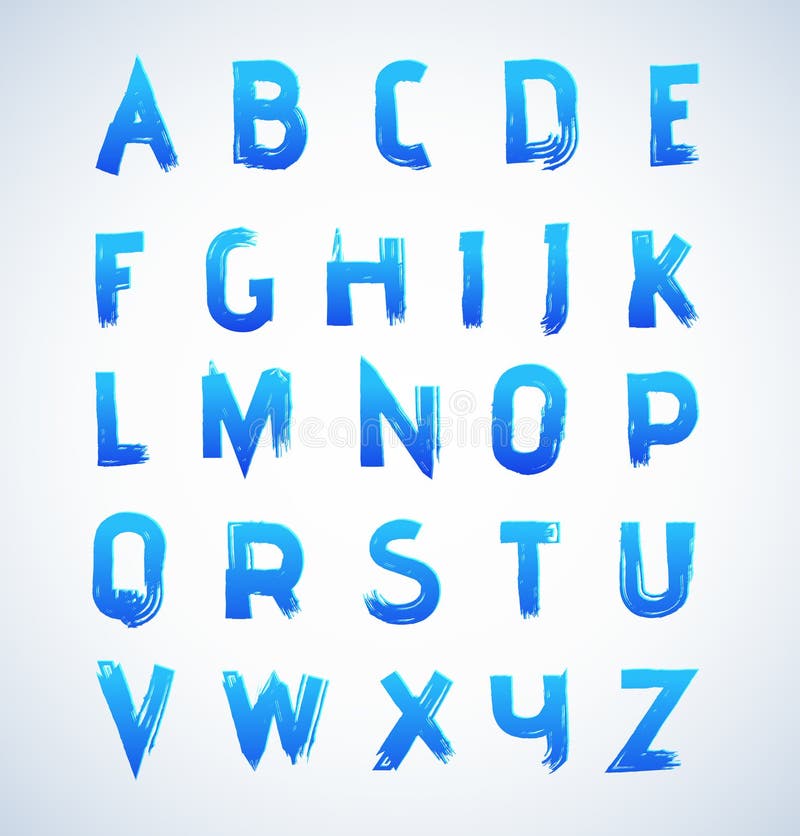 Nice Blue Brushed Alphabet Set Stock Vector - Illustration of ...