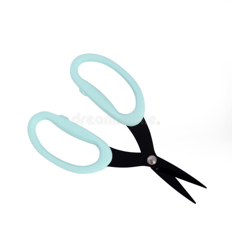 Nice Blue a Pair of Scissors Isolated on White Stock Image - Image of ...