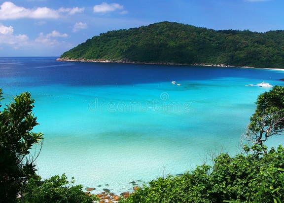 Nice Blue Sea stock photo. Image of malaysia, beach, boat - 2644616