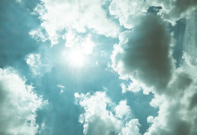 Nice Blue Sky with Sun Beam with Cloudy,Hope Ray. Stock Image - Image ...