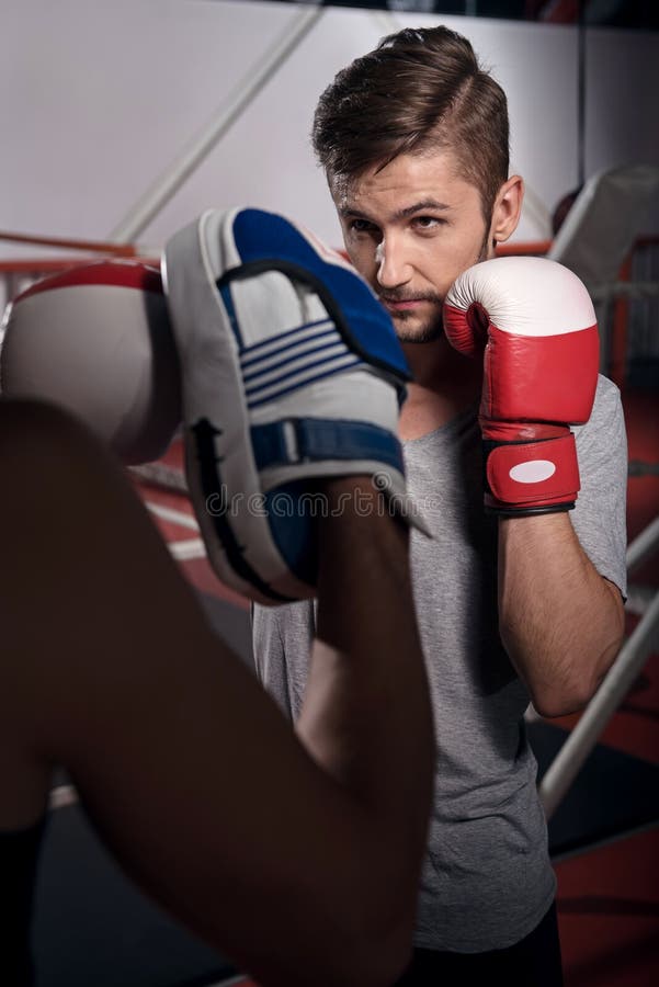 Nice Boxer Training Hook on Pad Stock Photo - Image of sport, martial ...