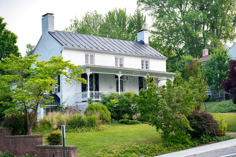 Nice Brick Single-family House with a Veranda Stock Image - Image of ...