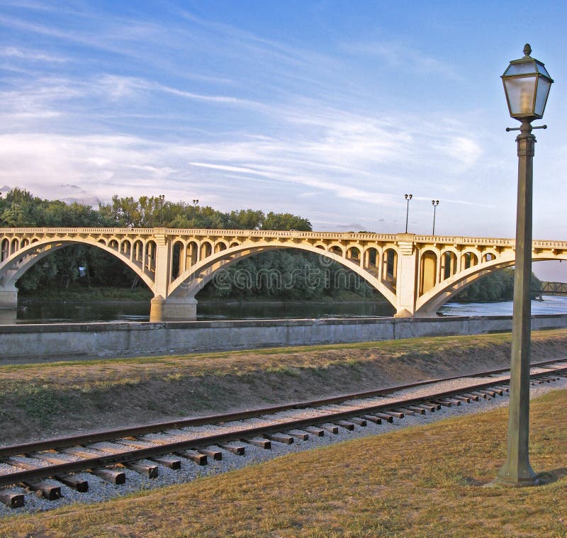 Nice bridge stock image. Image of light, evening, river - 3365095