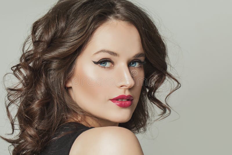 Nice Brunette Woman Face Close Up Stock Image - Image of cheerful, care ...