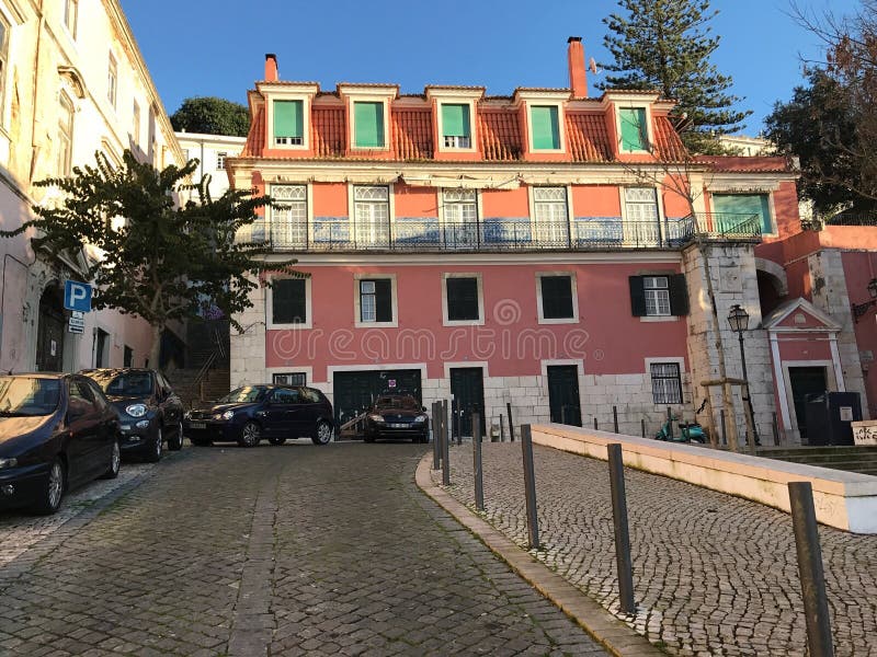 Nice building editorial photography. Image of pink, lisbon - 83718587