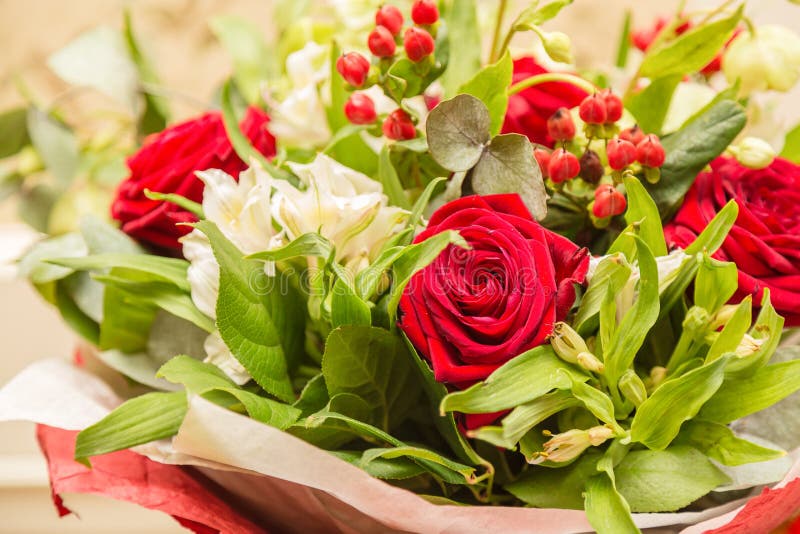 Nice Bunch of Flowers with Red Roses and Other Stock Image - Image of ...
