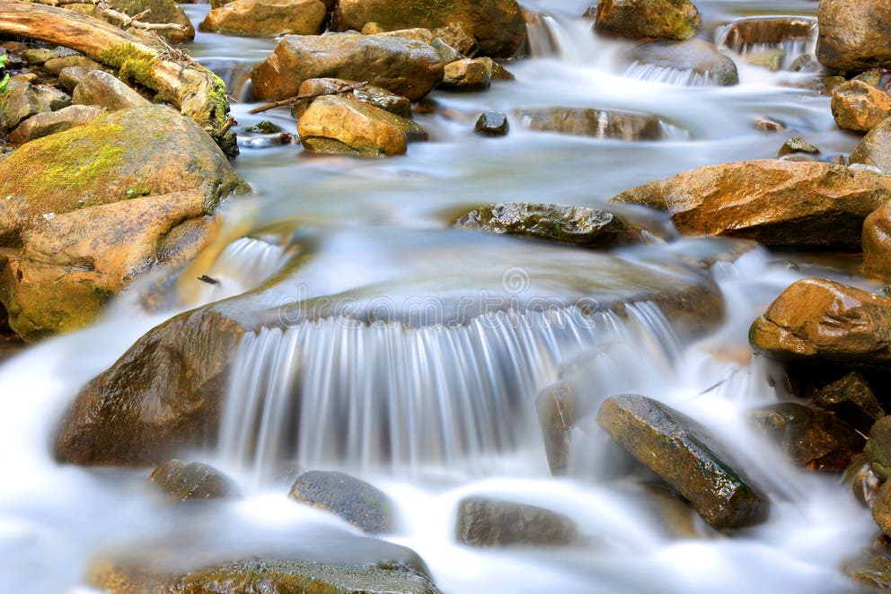 Nice Cascade of Mountain Stream Stock Image - Image of leafs, cascade ...