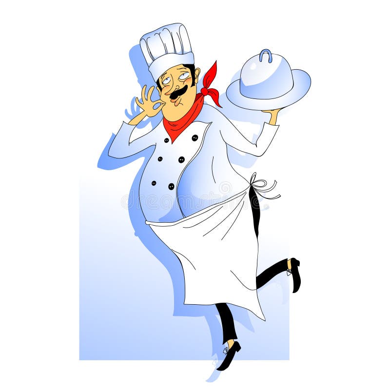 Nice Chef serving the dish stock vector. Illustration of cook - 47154133