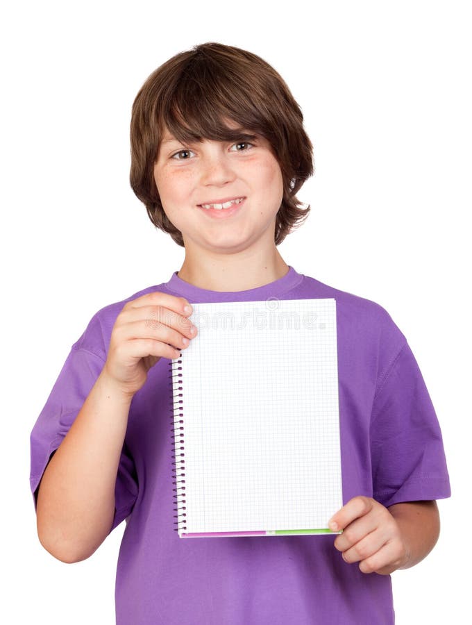 Nice Child with Blank Notebook Stock Image - Image of education, child ...