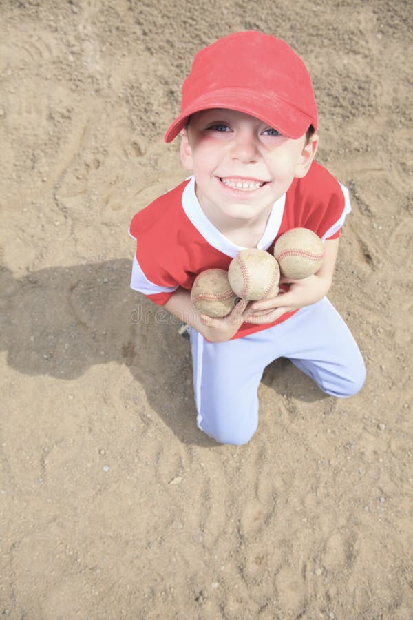 Nice Child Happy To Play Baseball Stock Image - Image of caucasian ...