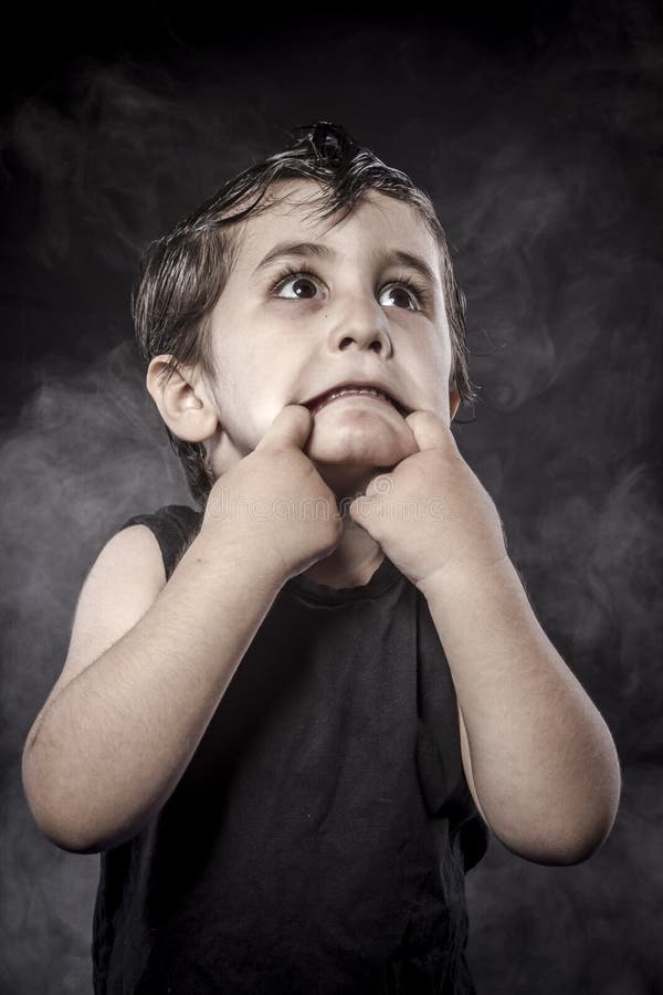 Nice Child Rocker Dress and Funny Expressions Crested Stock Image ...