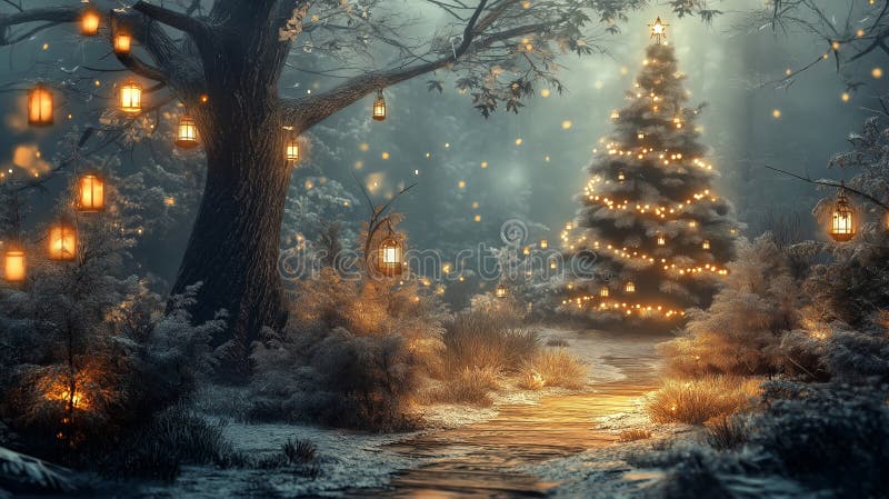 Nice Christmas Tree for Greeting Card Stock Image - Image of shining ...
