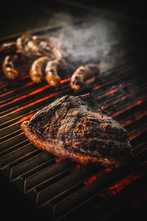 Nice Chunks of Beef on a Charcoal Grill Stock Image - Image of catering ...