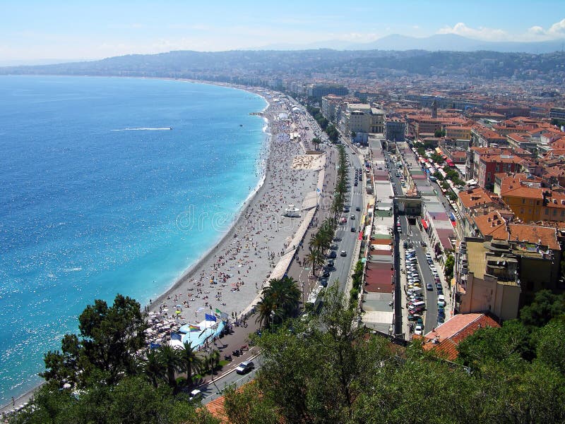 Day at the Beach in Nice, France Stock Photo - Image of sunbathers ...