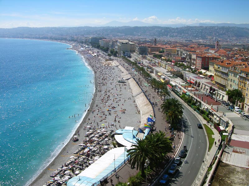 The French Riviera Nice France Beach Stock Image - Image of palm ...