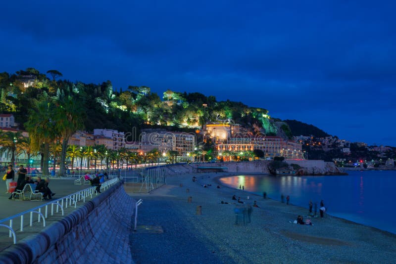 Nice city at night stock image. Image of skyline, france - 32824797