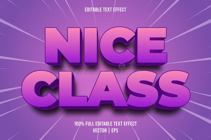 Nice Class Editable Text Effect Embossed Cartoon Style Stock Vector ...