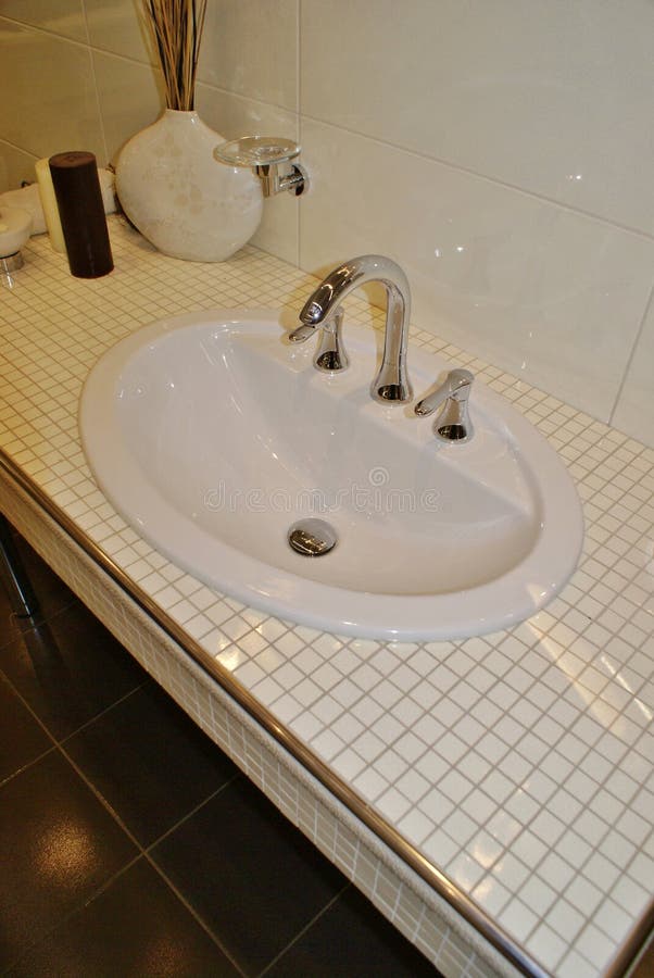 Nice clean bathroom stock image. Image of tile, apartment - 332577751