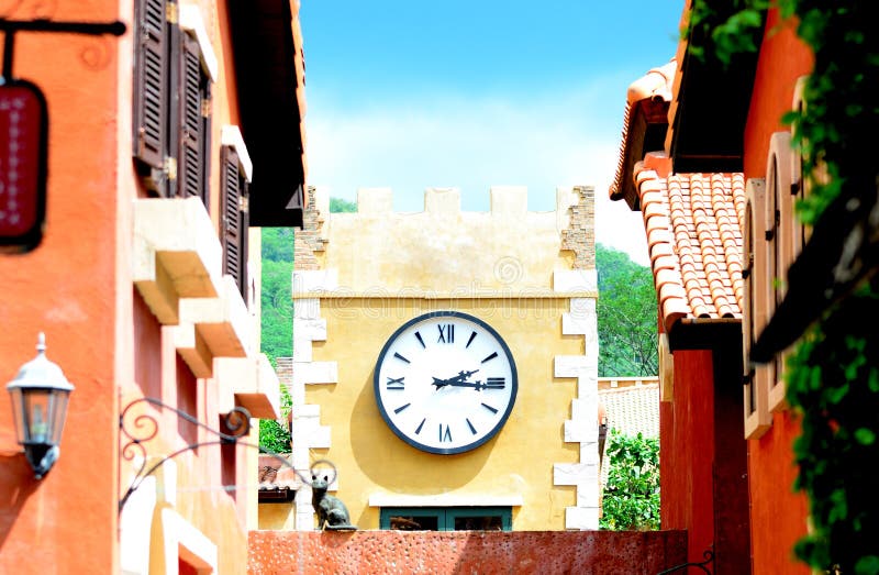 Nice clock on wall stock image. Image of thailand, colorful - 28913573