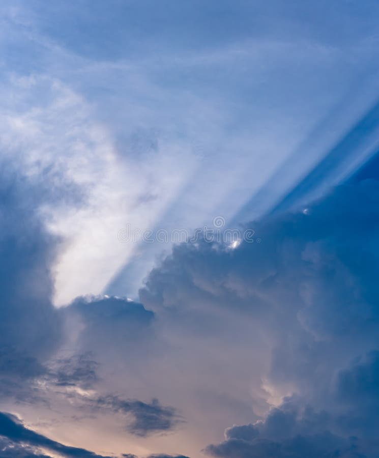 Nice Clouds with Sun Rays in Sky Stock Photo - Image of background ...