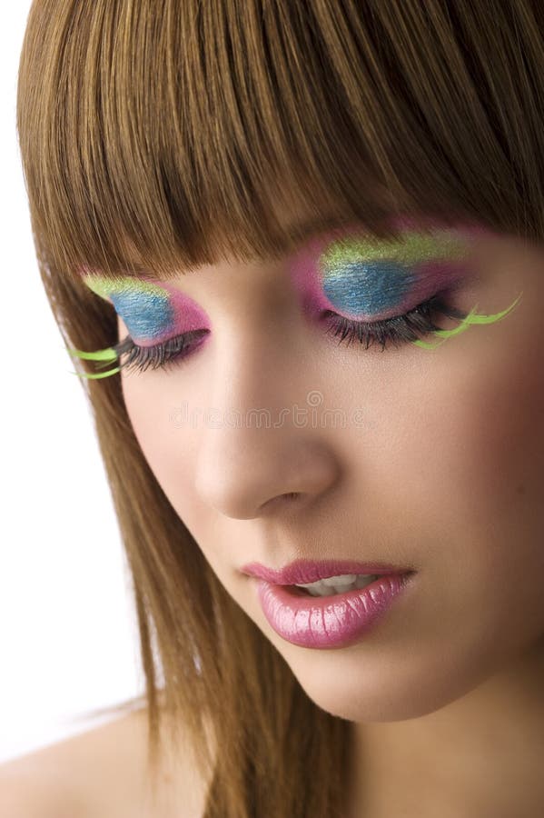 Woman with colorful makeup stock photo. Image of creativity - 35090516