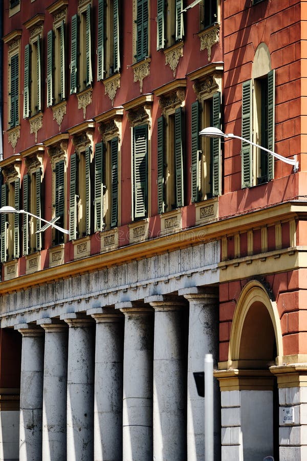 Nice Colorful Architecture of the Windows of a Red Building in Nice ...