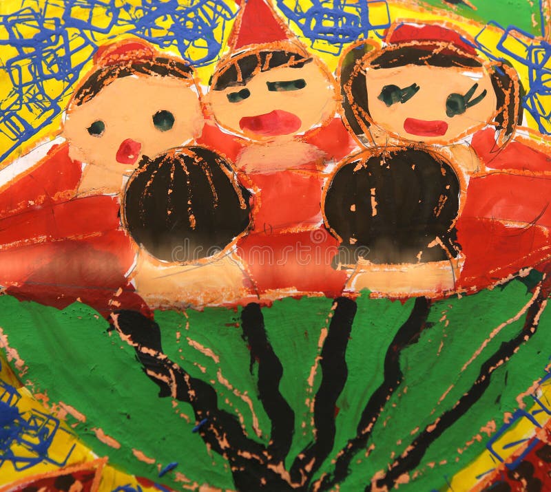 Colorful child drawing stock image. Image of paint, colorful - 96421225