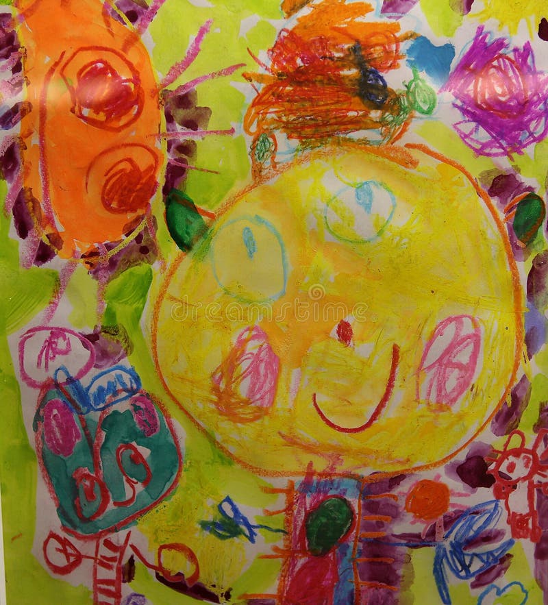 Colorful child drawing stock illustration. Illustration of baby - 96421239