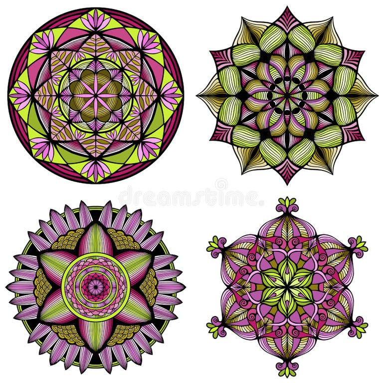 Nice Colorful Vector Mandala Set. Geometric Circle Element. Stock ...