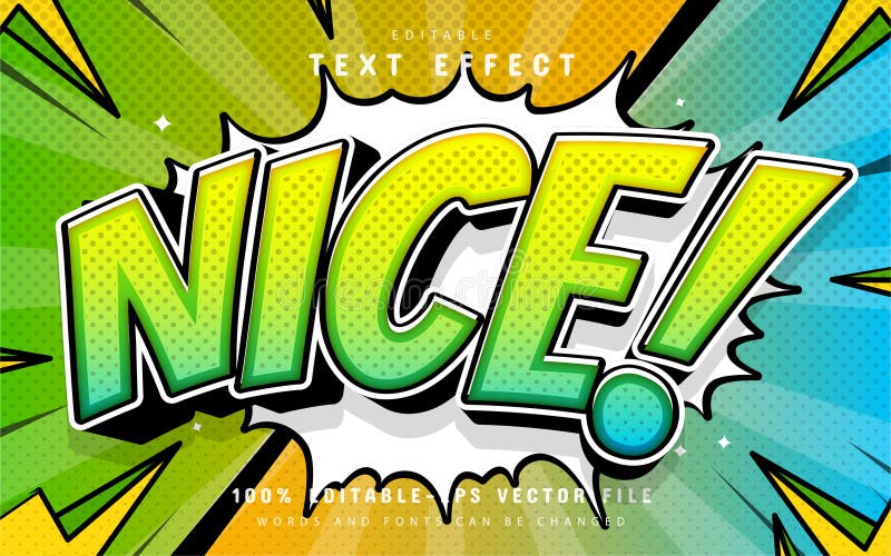 Nice Comic Style Text Effect Stock Vector - Illustration of nice, comic ...