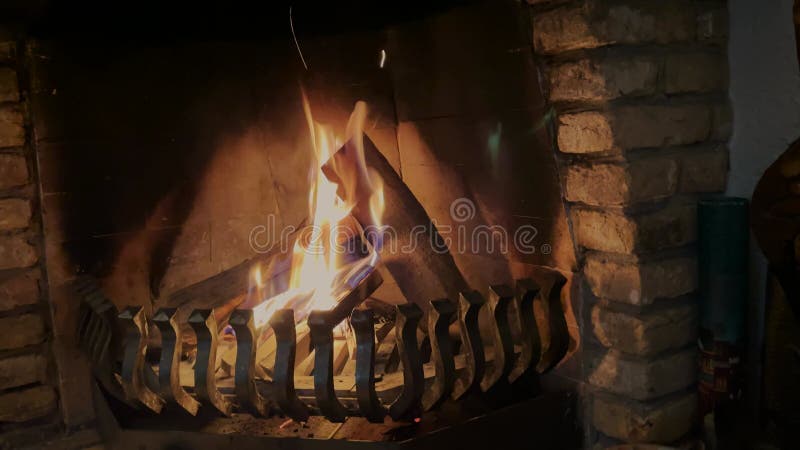 Nice Cozy Fire in the Fireplace Inside, in Slowmotion. Stock Footage ...