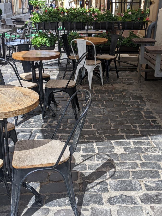 Nice Cozy Summer Cafe on the Old Street. Stock Image - Image of ...