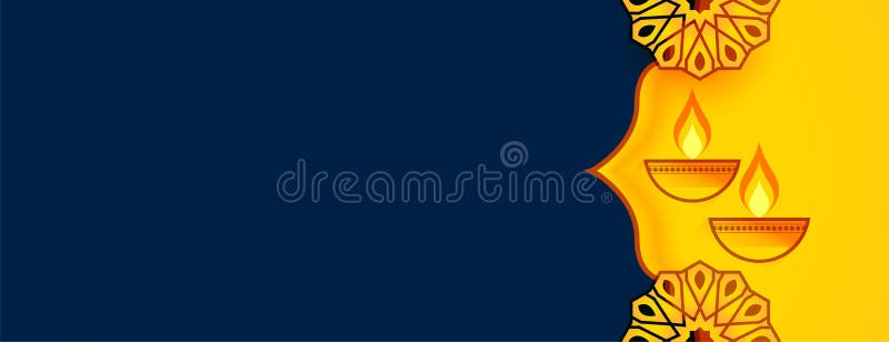 Nice Deepavali Celebration Banner with Glowing Diya and Text Space ...