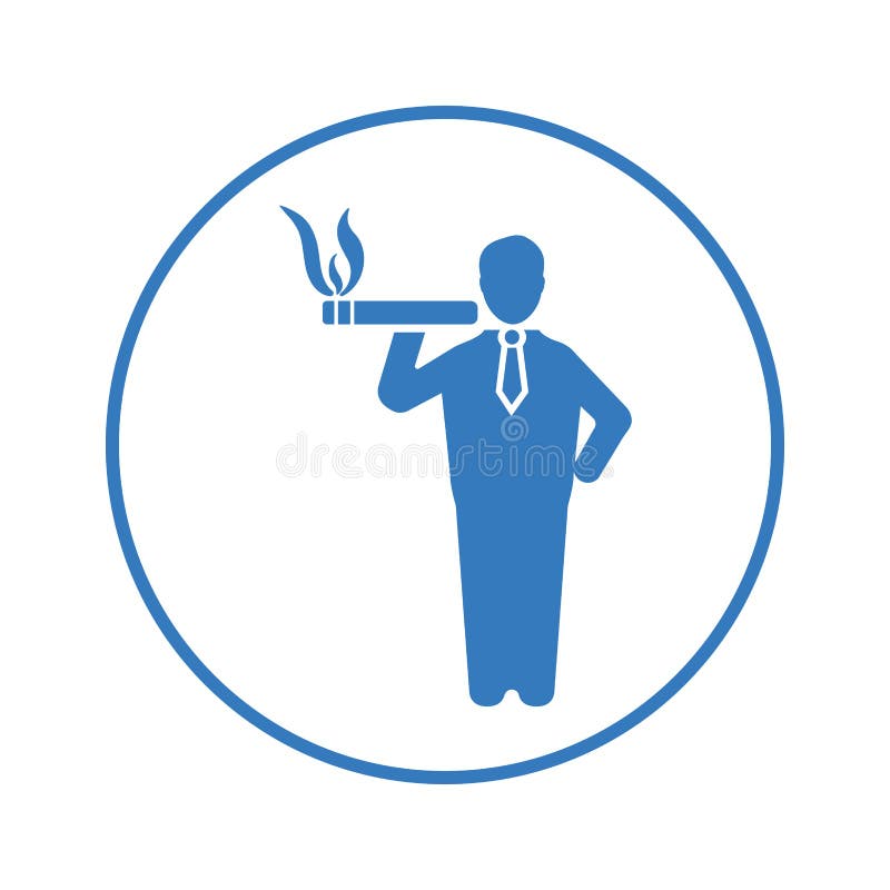 Smoking Man Blue Icon, Thinking, Relax, Cigarette Smoker Stock ...
