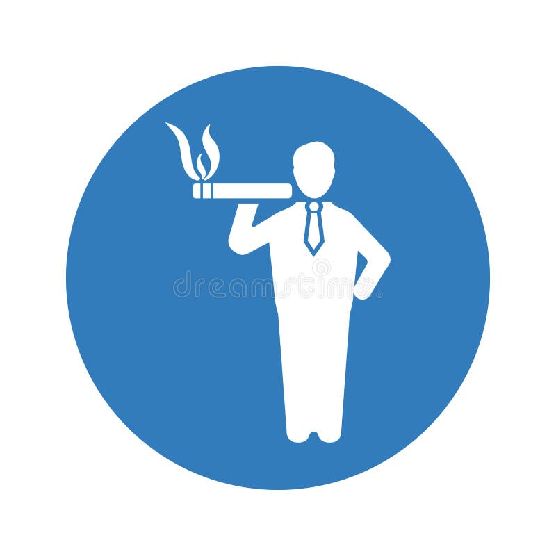Smoking Man Icon, Thinking, Relax, Cigarette Smoker / Blue Version ...