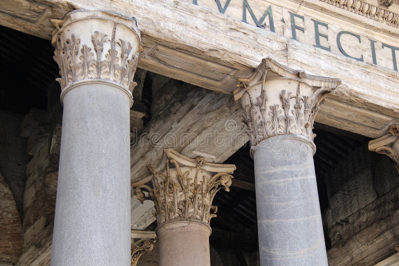Details of Pantheon Columns in Rome, Italy Stock Image - Image of ...