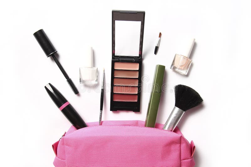Different Female Cosmetics on a White Background Stock Photo - Image of ...