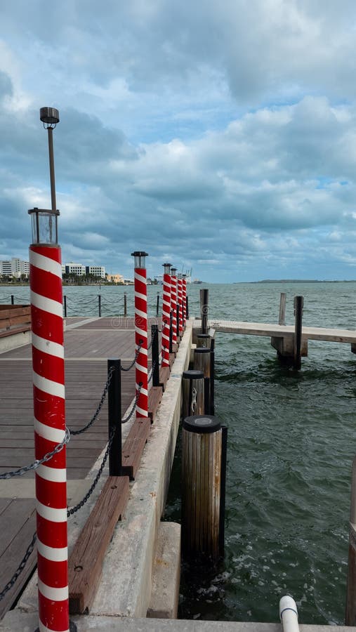Nice Dock on the Bay in Front of the City of Miami Stock Photo - Image ...