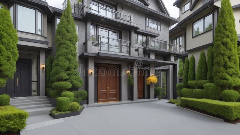 A Nice Entrance of a Luxury House in Vancouver Stock Illustration ...