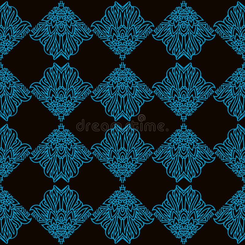 Blue Lines Pattern in Ethnic Style Stock Illustration - Illustration of ...