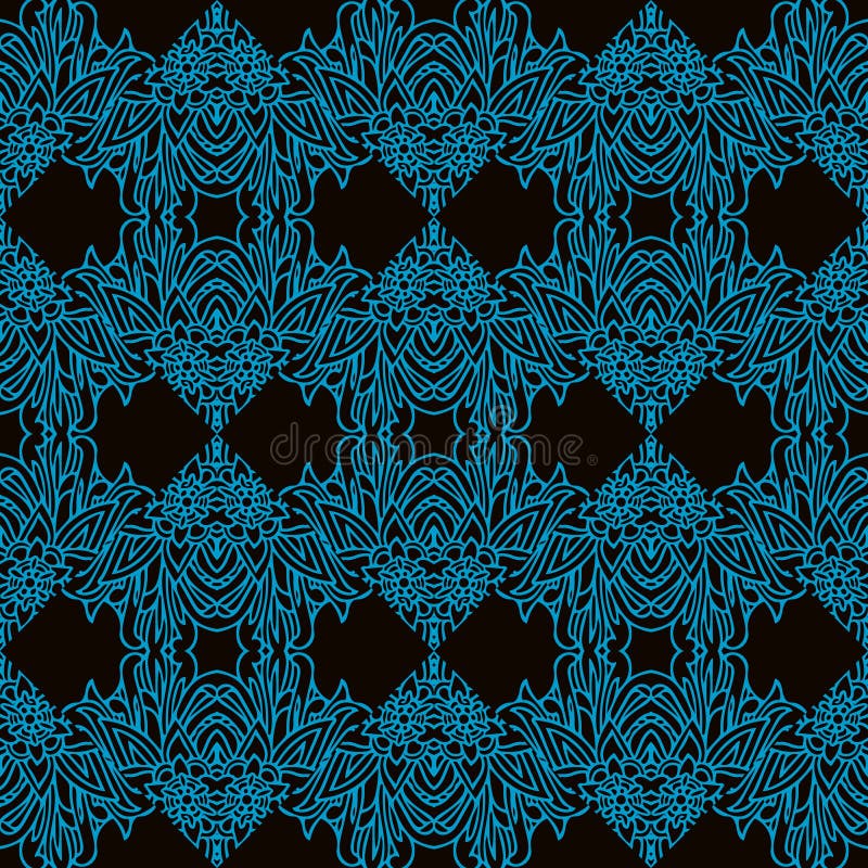 Blue Lines Pattern in Ethnic Style Stock Illustration - Illustration of ...