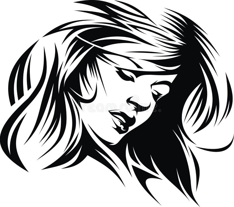 Head of nice girl stock vector. Illustration of silhouette - 8977405