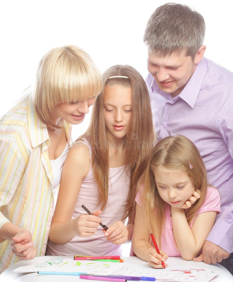Nice family drawing stock image. Image of couple, paper - 32660435