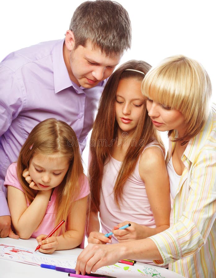 Nice family drawing stock image. Image of female, child - 31956565