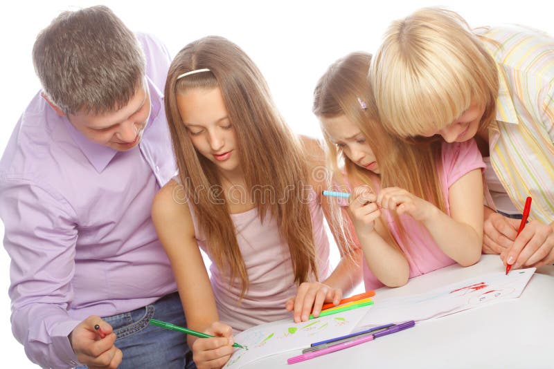 Nice family drawing stock photo. Image of pencil, parents - 41583886