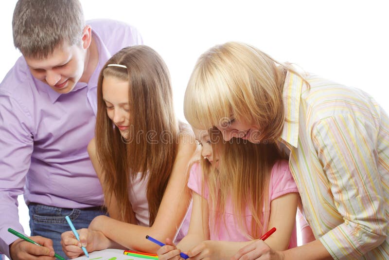 Nice family drawing stock photo. Image of baby, love - 45536600