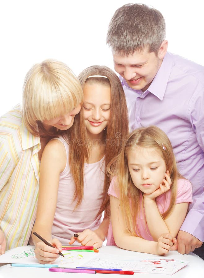 Nice family drawing stock image. Image of couple, paper - 32660435