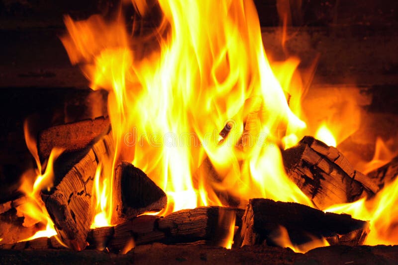 A Nice Fire with Coals in a Fire Place Close Stock Image - Image of ...