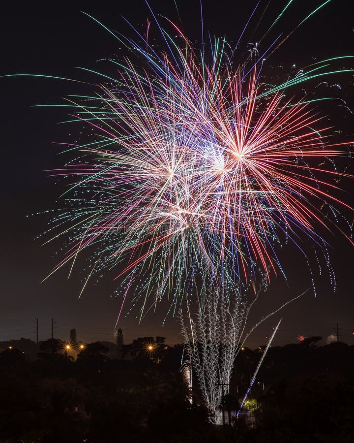 Nice Fireworks in Dark Night Stock Image - Image of explosion, festive ...